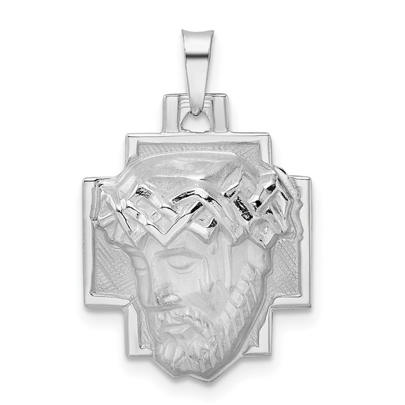 LaneMax | Jewelry | 4k White Gold Polished And Satin Solid Jesus Head ...